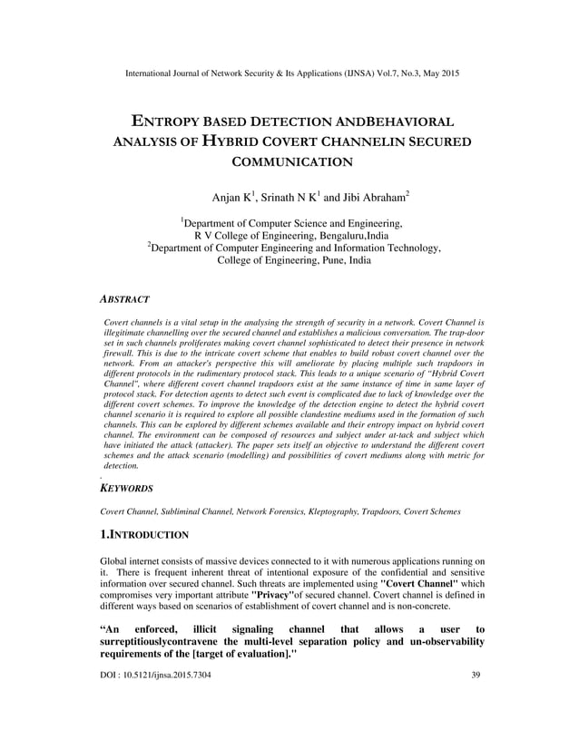 Entropy based detection andbehavioral | PDF