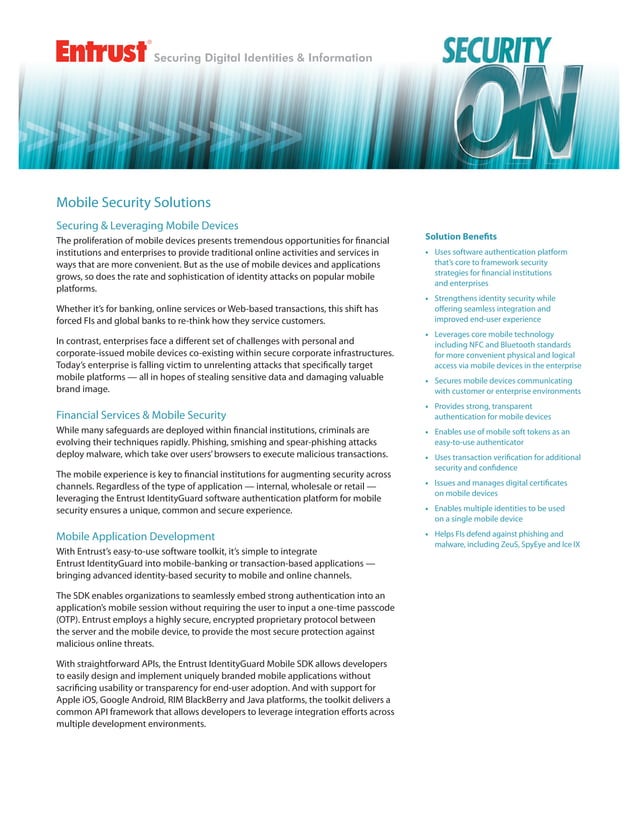 Entrust Mobile Security Solutions | PDF
