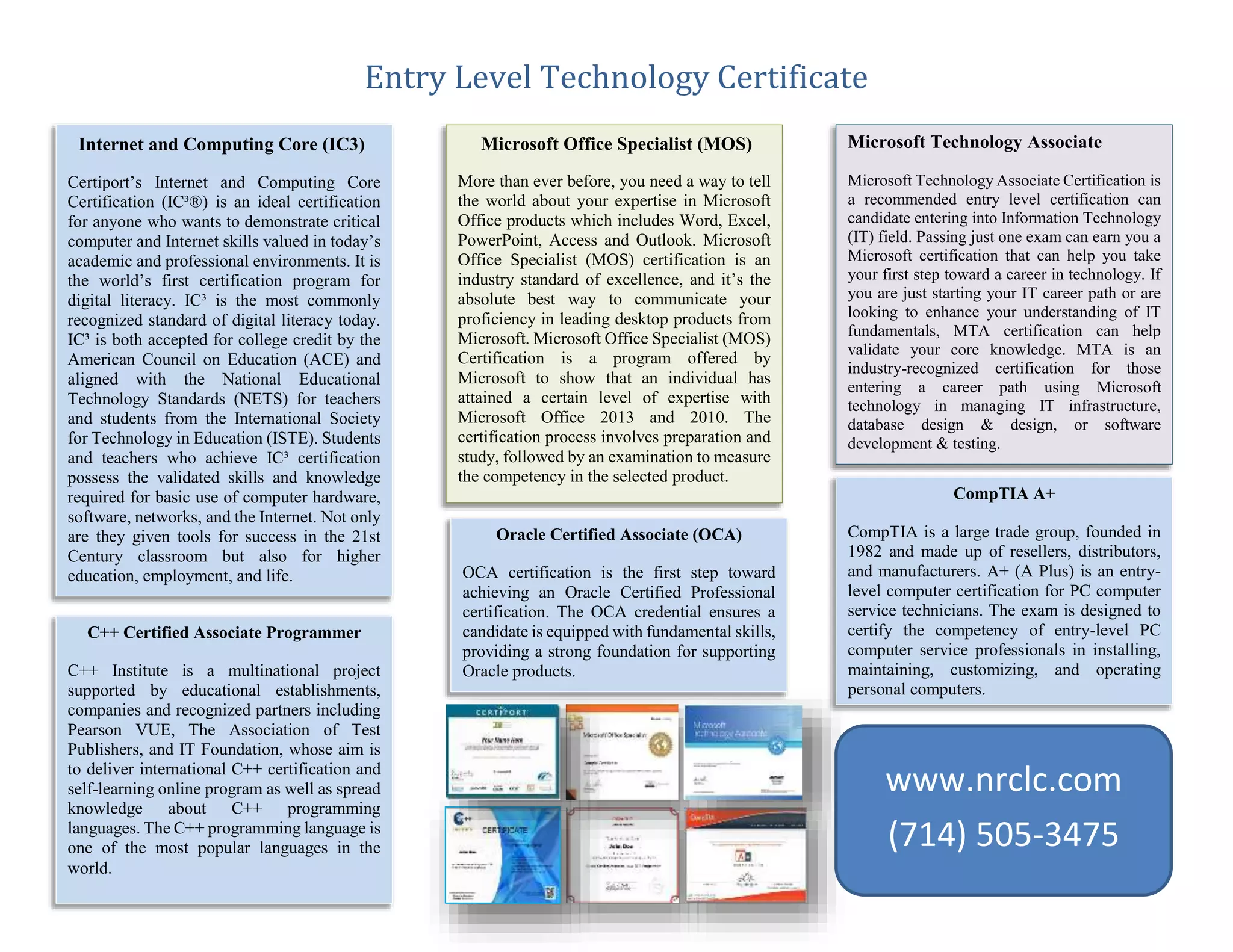 Entry level Information Technology certification | PPT