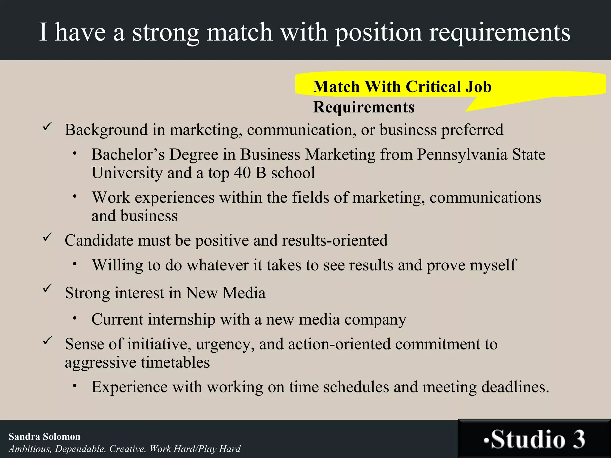 Entry level interview presentation (annotated) | PPT