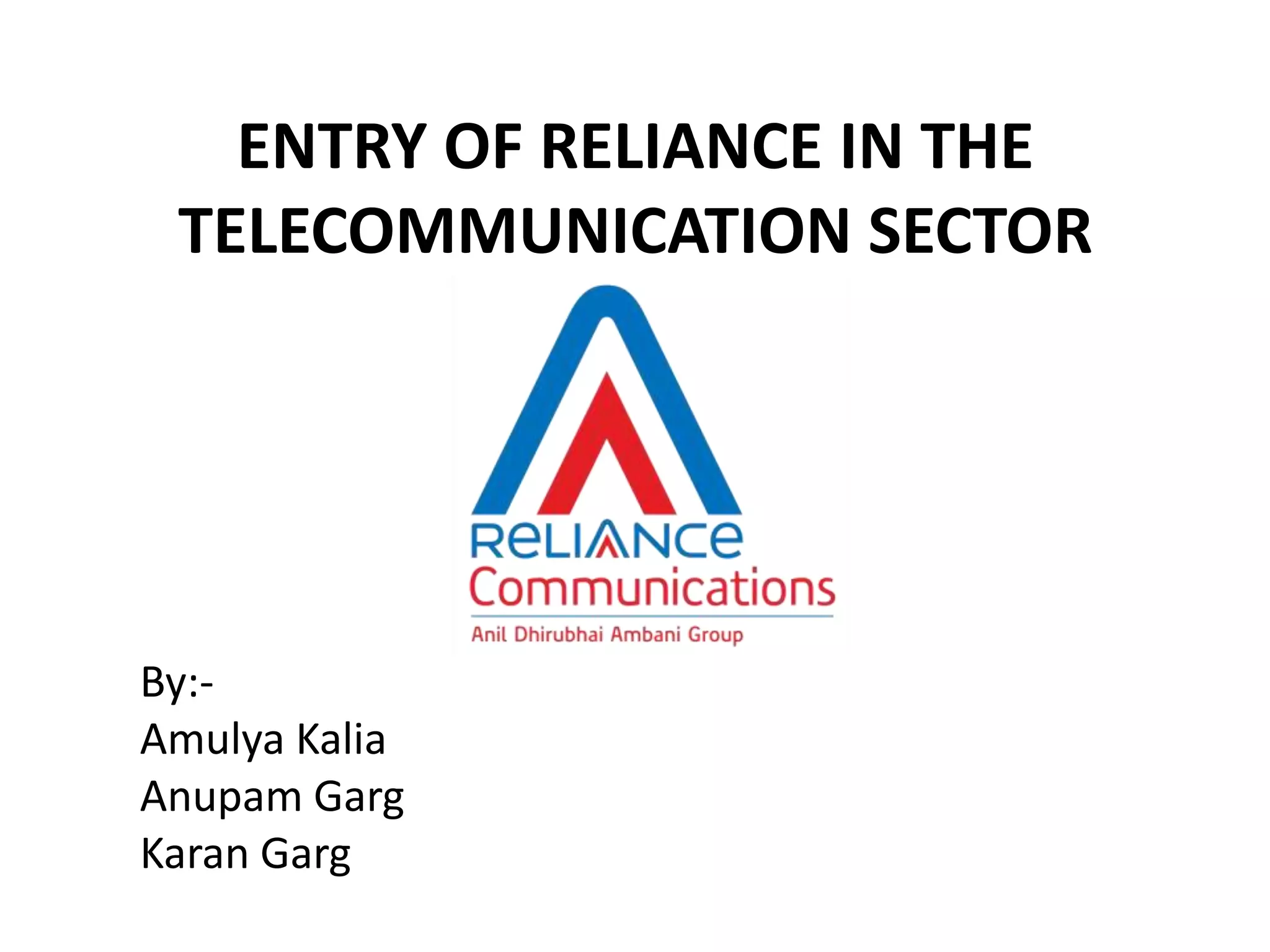 Entry of reliance in telecom sector | PPTX