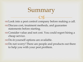 Entry Pest Control Services | PPTX