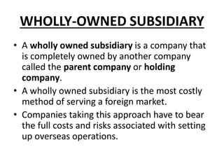 Entry strategies in international marketing | PPTX