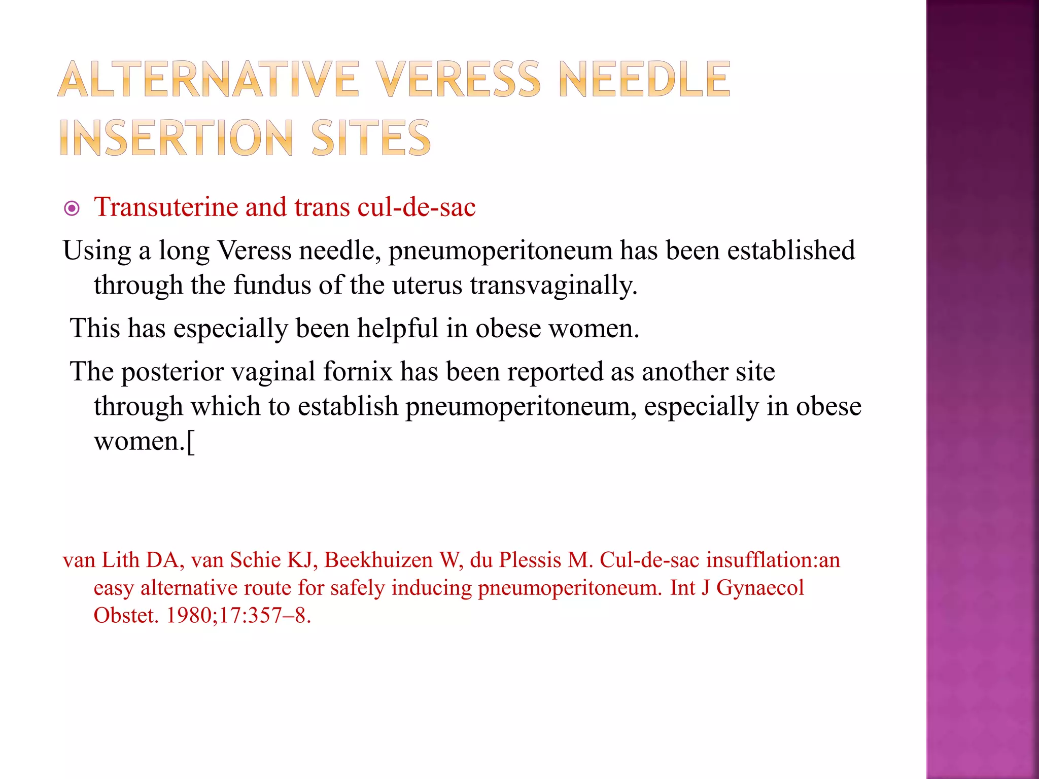 Entry technique with veress needle in Laparoscopy | PPTX
