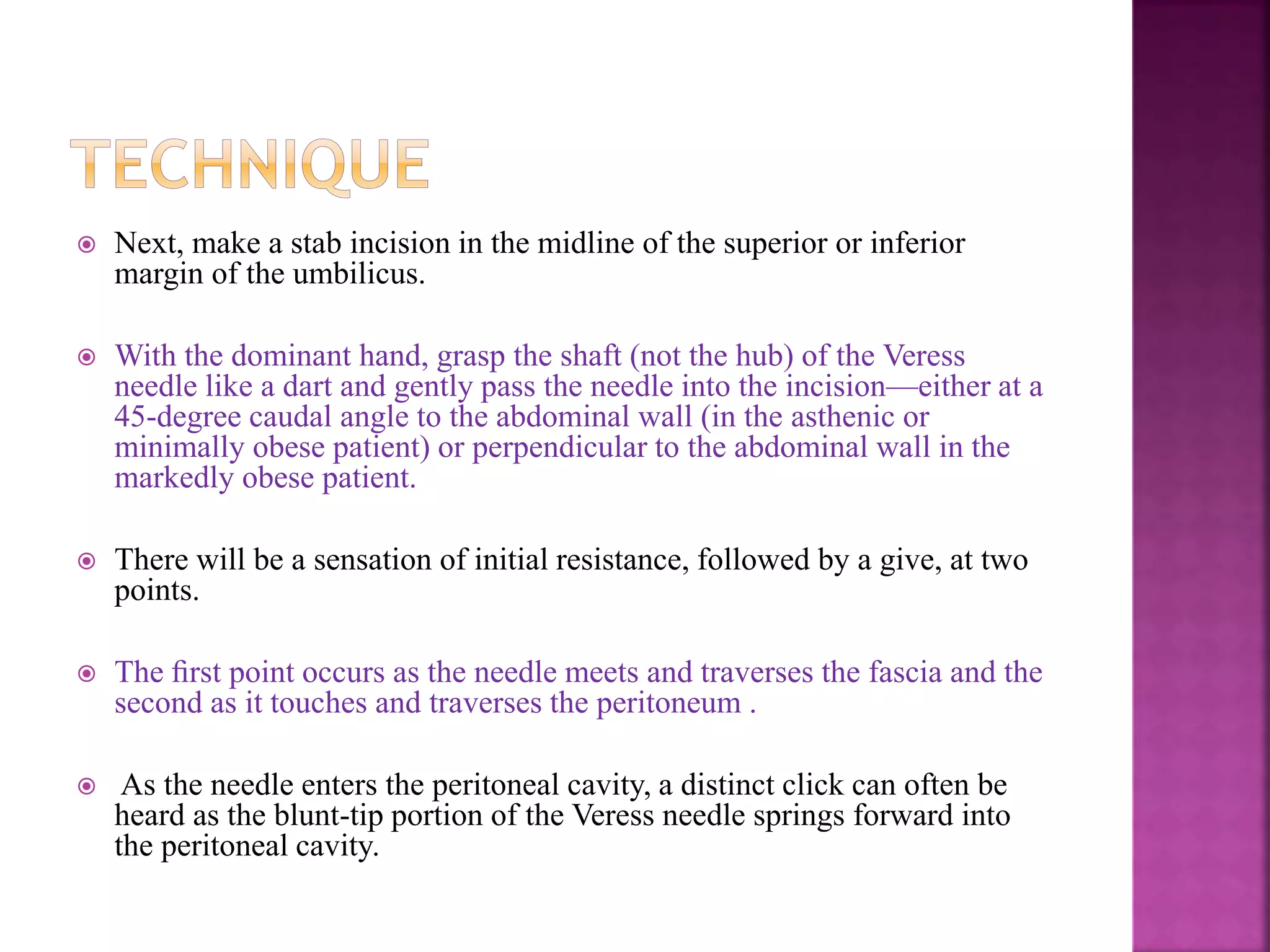 Entry technique with veress needle in Laparoscopy | PPTX