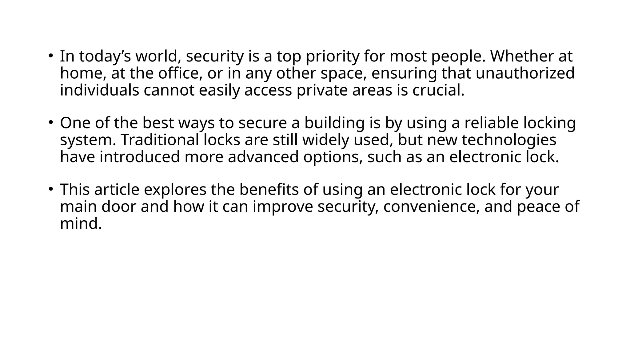Entryway to High-Tech Security for main door | PPT
