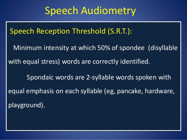 Speech Audiometry Short Presentation Ent