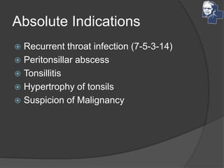 Management of Tonsillitis - Steps of tonsillectomy | PPTX