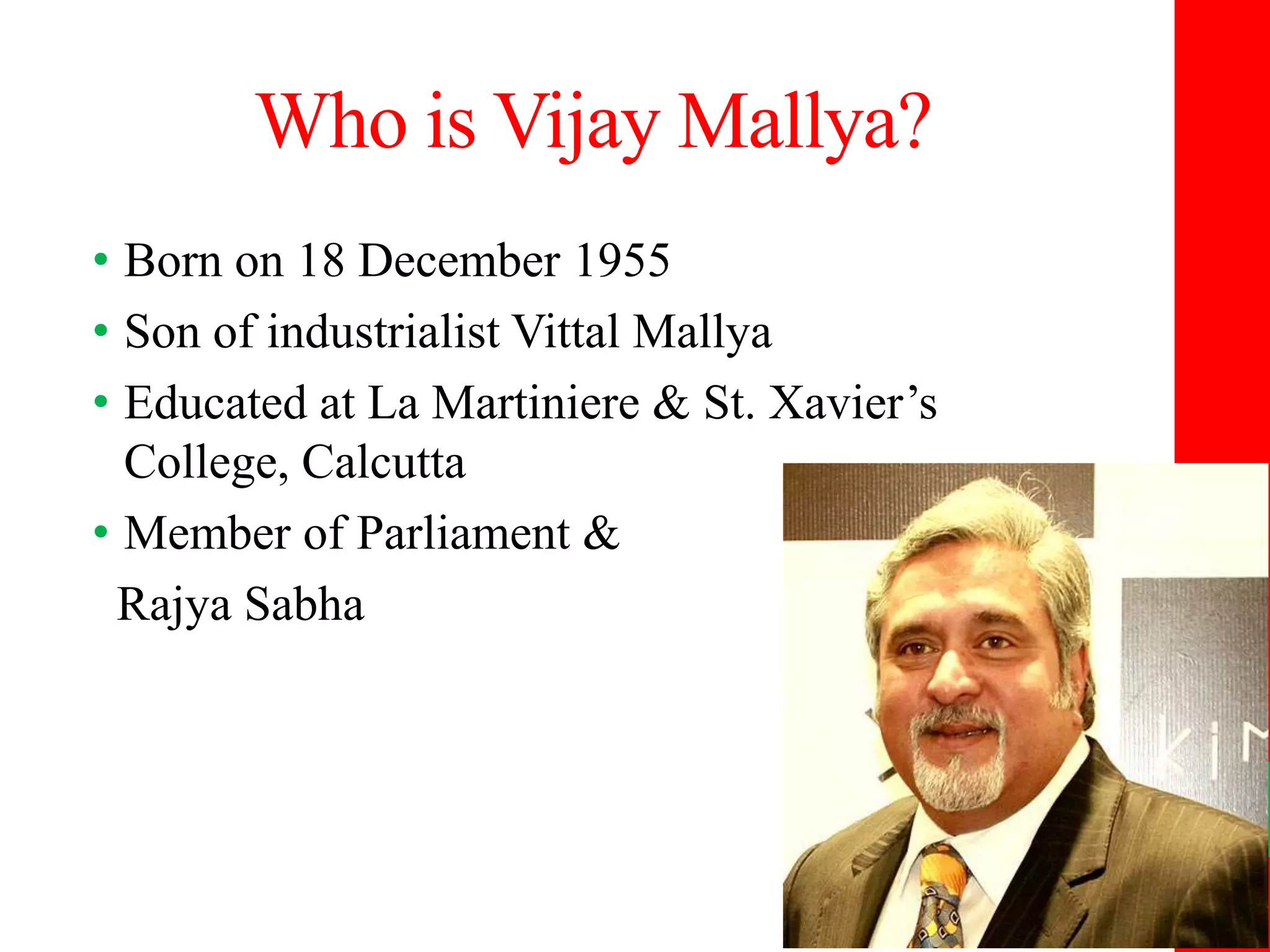 entrepreneur Mr. Vijay Mallya | PPTX