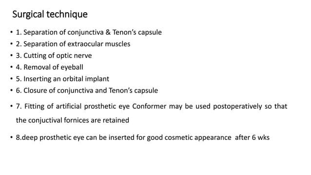 Enucleation, evisceration, exenteration | PPTX | Eye and Vision ...