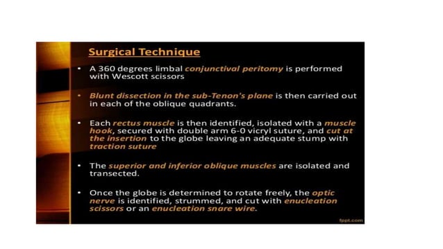 Enucleation, evisceration, exenteration | PPTX | Eye and Vision ...