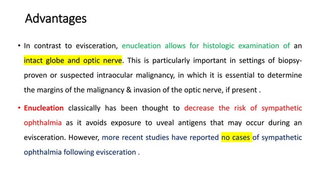 Enucleation, evisceration, exenteration | PPTX | Eye and Vision ...