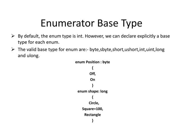 Enumeration in c# | PPTX