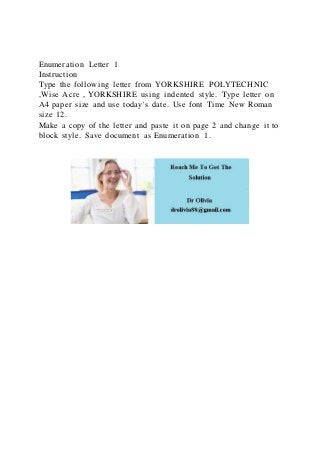 Enumeration Letter 1Instruction Type the following letter from | DOCX