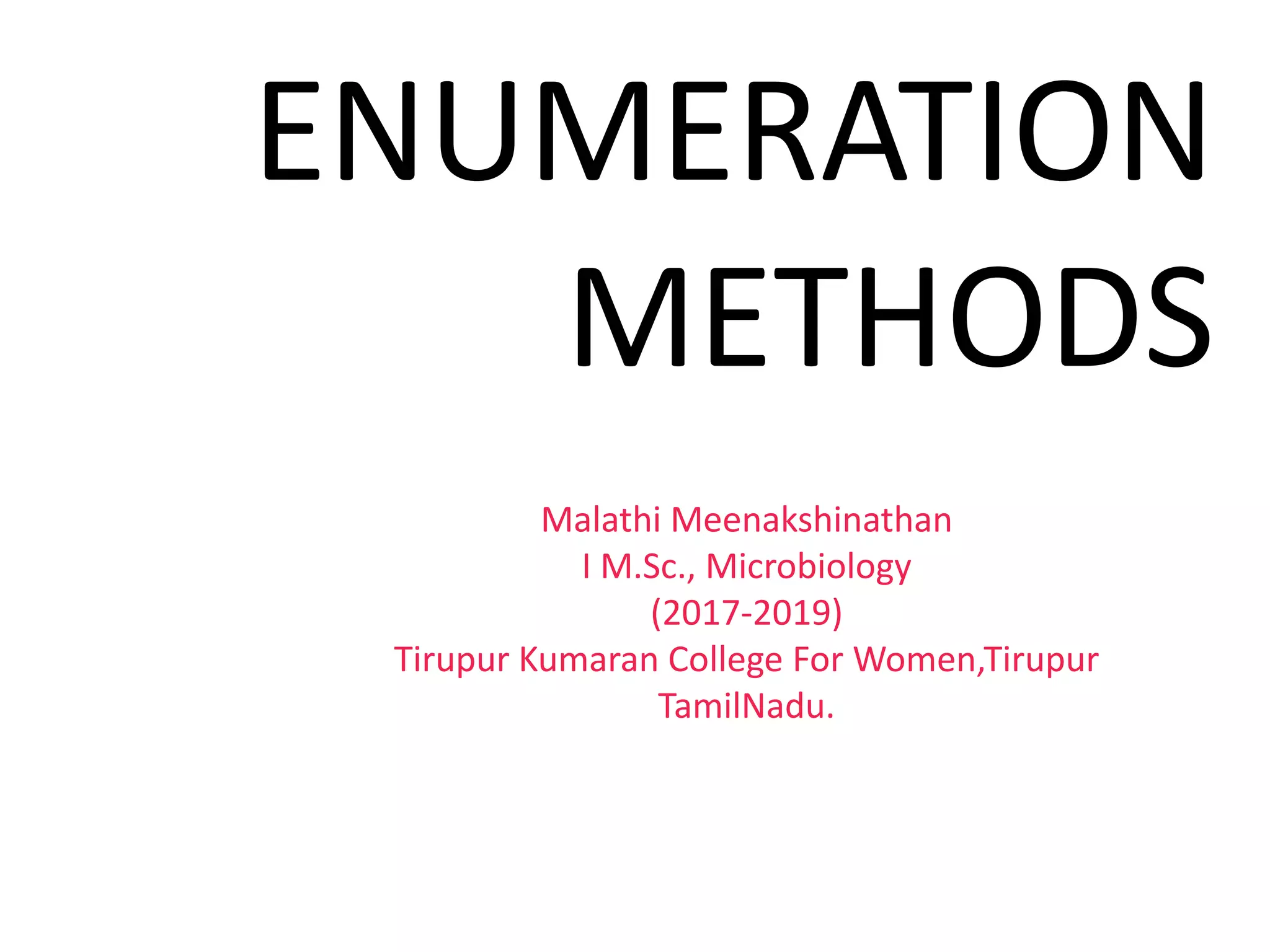 Enumeration methods ppt | PPTX