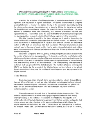 Enumeration of bacteria | DOC