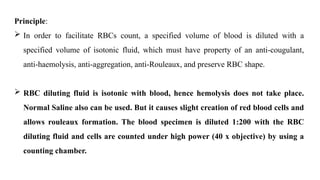 ENUMERATION OF RBC(red blood cells) AND WBC(white blood cells) | PPTX