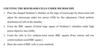ENUMERATION OF RBC(red blood cells) AND WBC(white blood cells) | PPTX