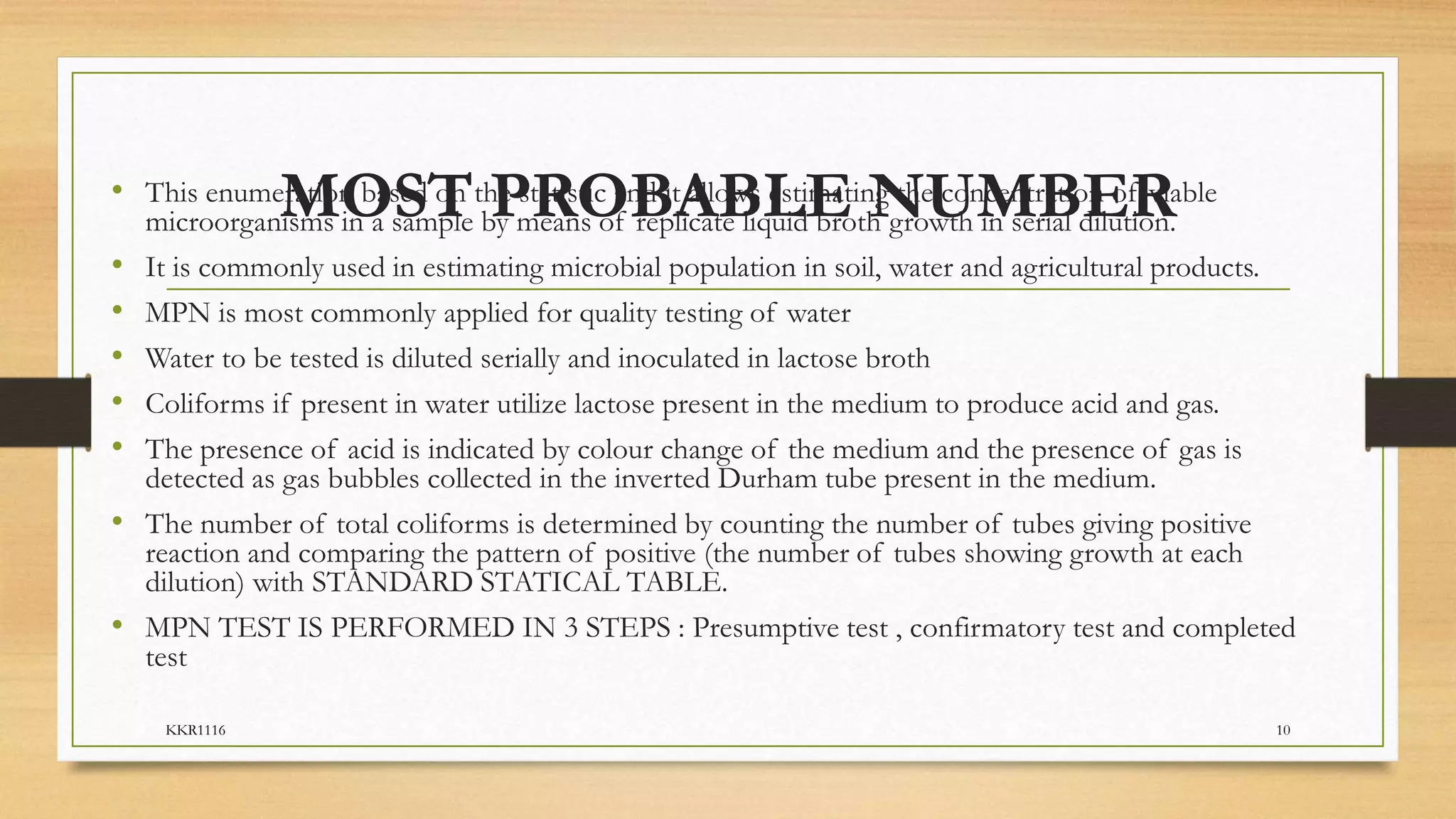 Enumeration techniques for microbes | PPTX