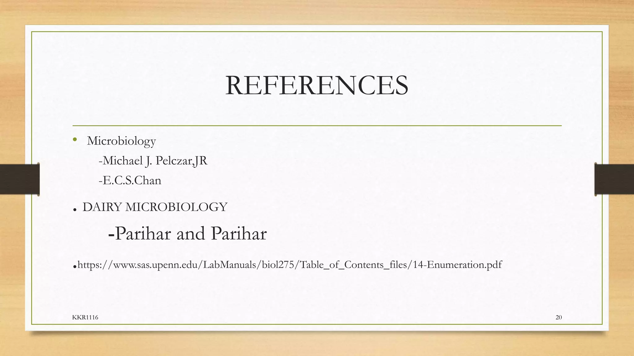 Enumeration techniques for microbes | PPTX