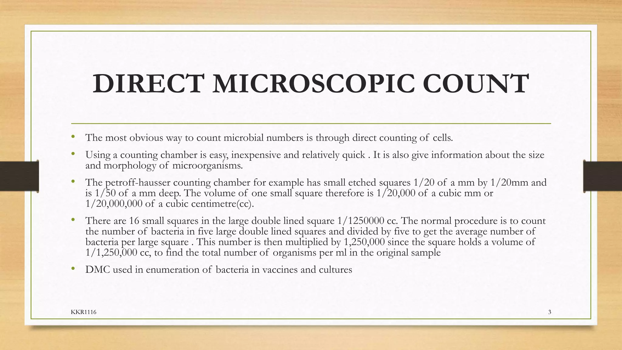 Enumeration techniques for microbes | PPTX