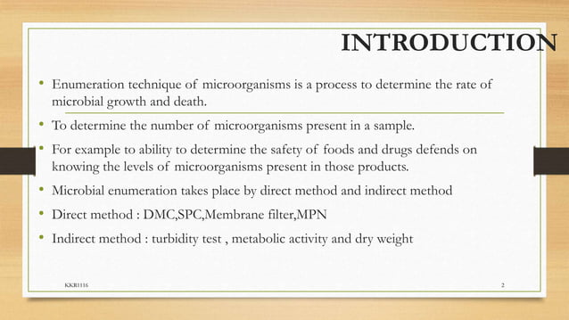 Enumeration techniques for microbes | PPTX