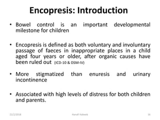 Enuresis and Encopresis (Elimination Disorder) | PPTX