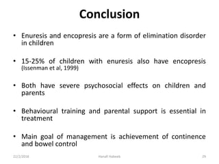 Enuresis and Encopresis (Elimination Disorder) | PPTX