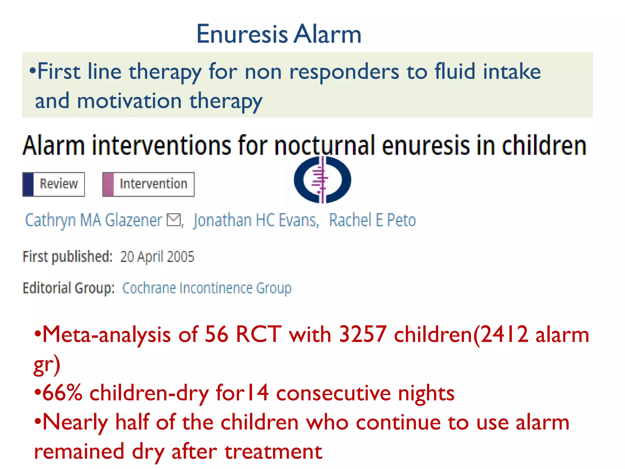 Evidence based management of enuresis in children | PDF