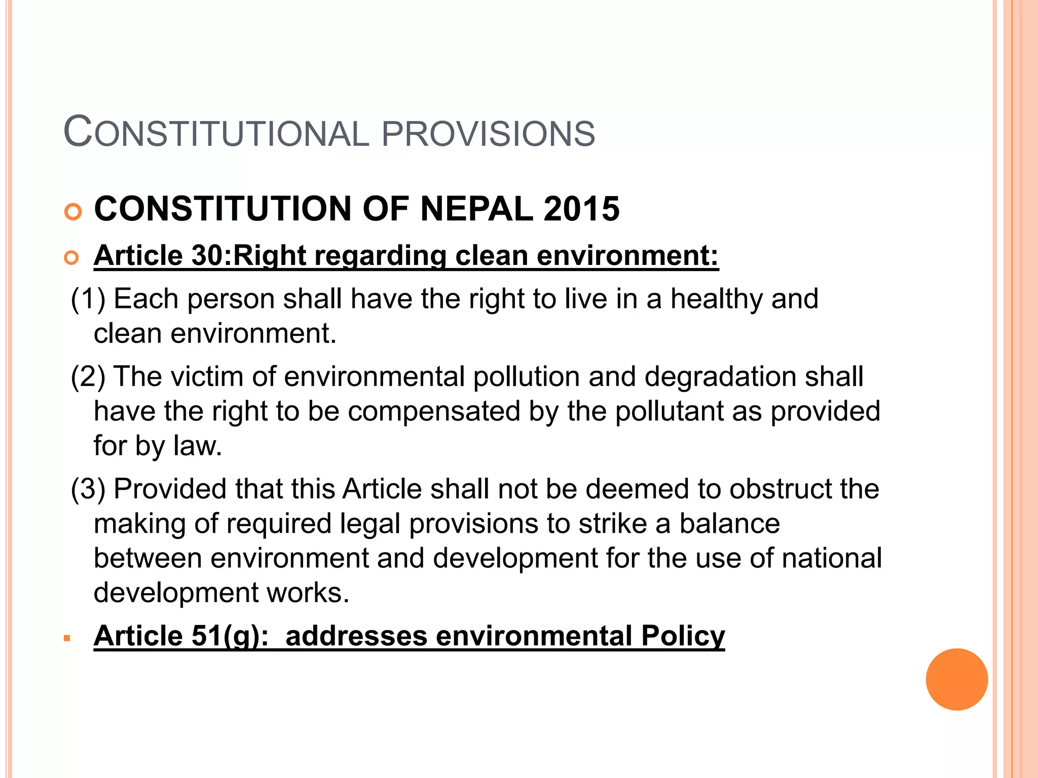 legal provision for environment in Nepal | PPTX