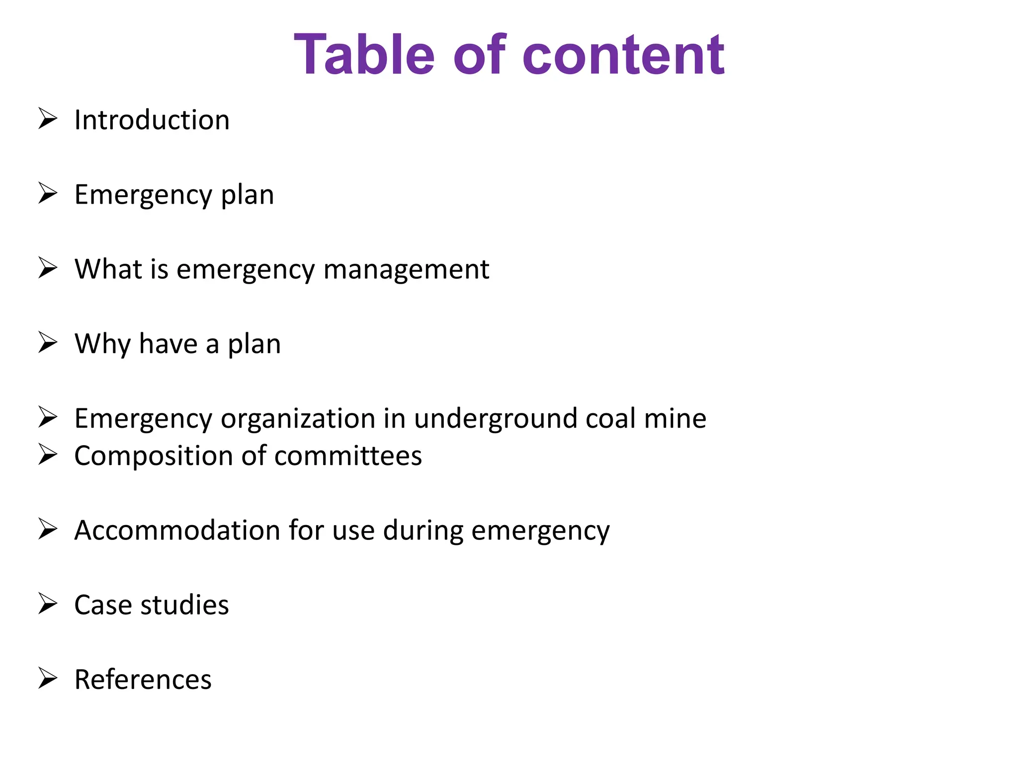 Emergency organization in underground coal mine with indian case ...