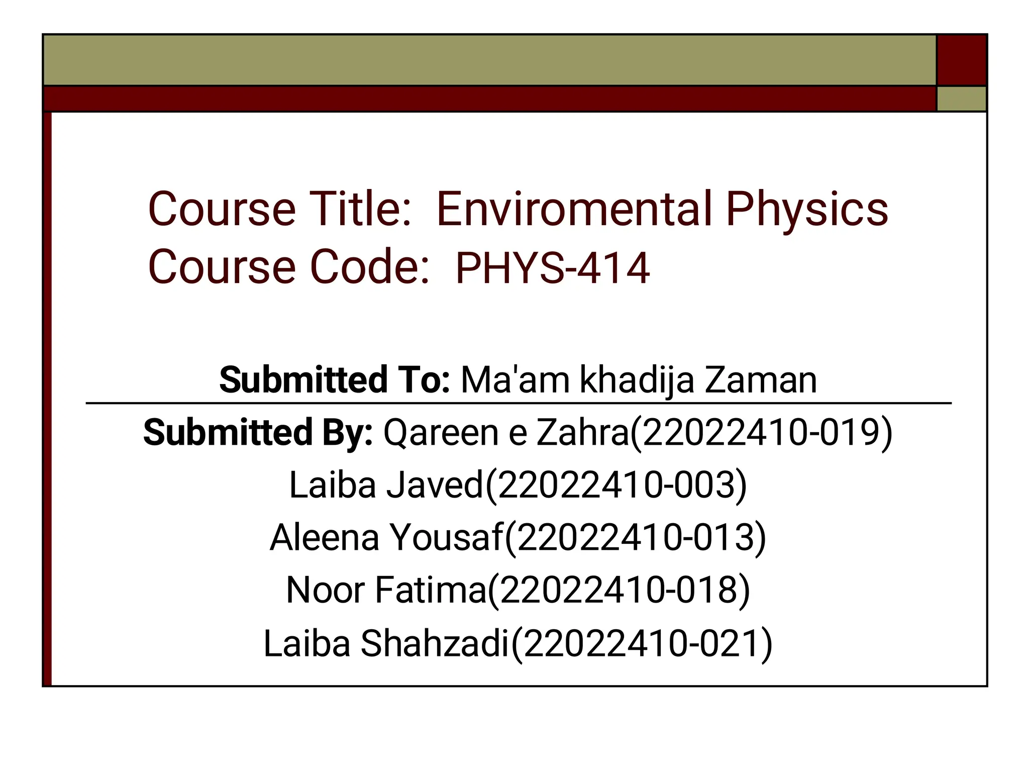 This is my Environmental physics presentation | PDF
