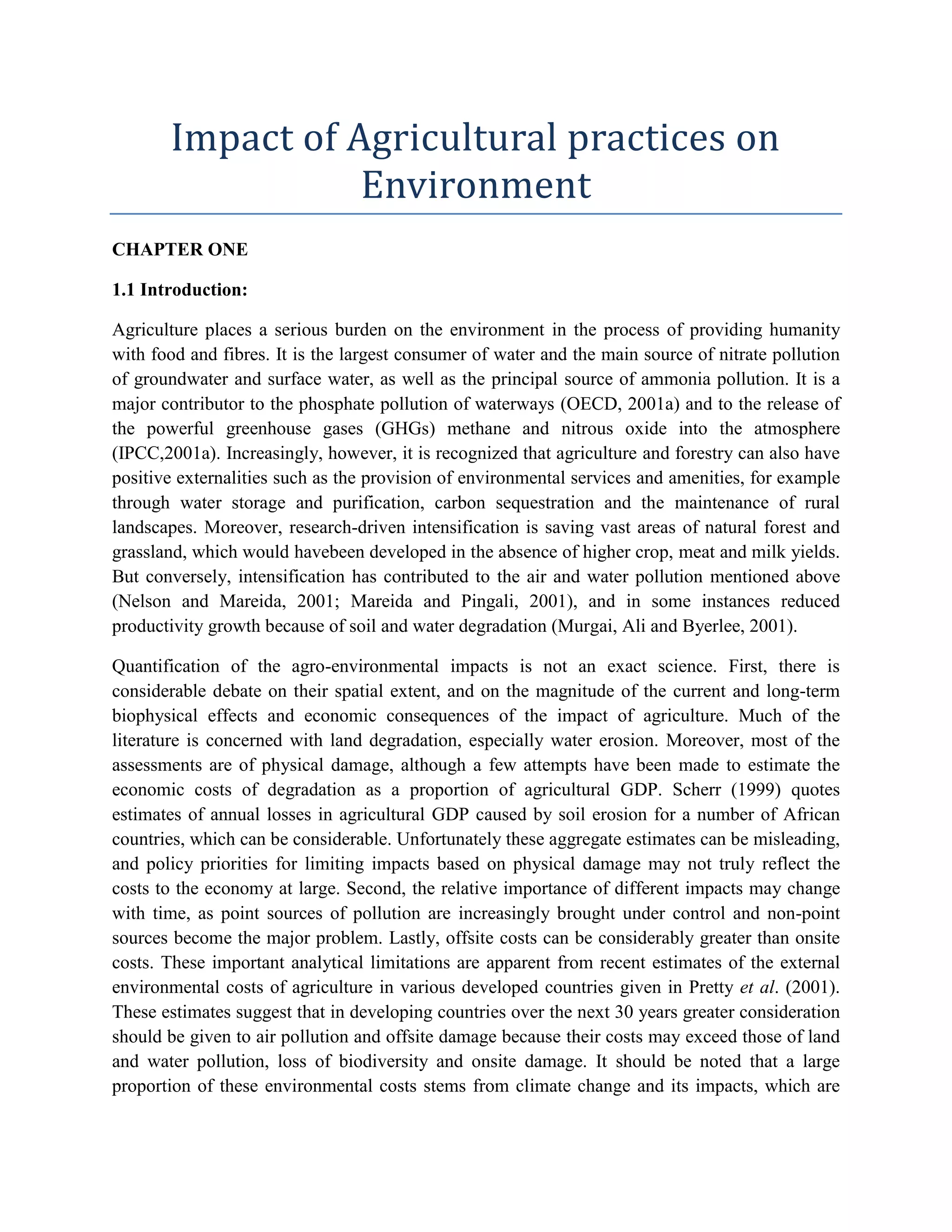 Impact of agricultural practices on environment | PDF