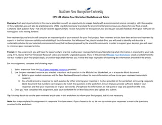 Env 101 module four worksheet guidelines and rubric | PDF