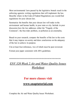 ENV 320 Enhance teaching / snaptutorial.com | PDF