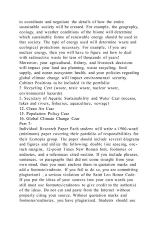 ENV330 Ecotopia Project Guidelines The Ecotopia Pr | DOCX | Environment ...