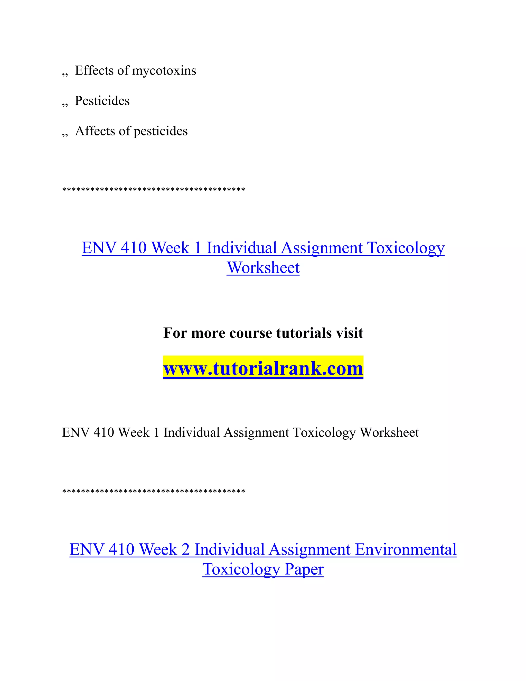 ENV 410 Effective Communication - tutorialrank.com