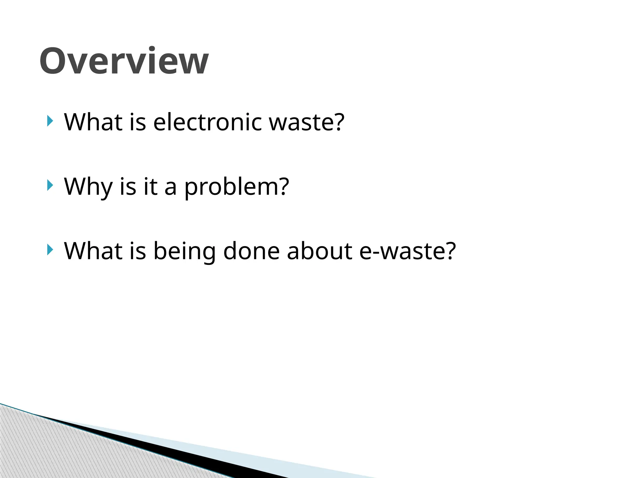 Electronic waste (e-waste) refers to waste | PPT