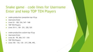 pygame-enter-username-keep-top-ten-players | PPT
