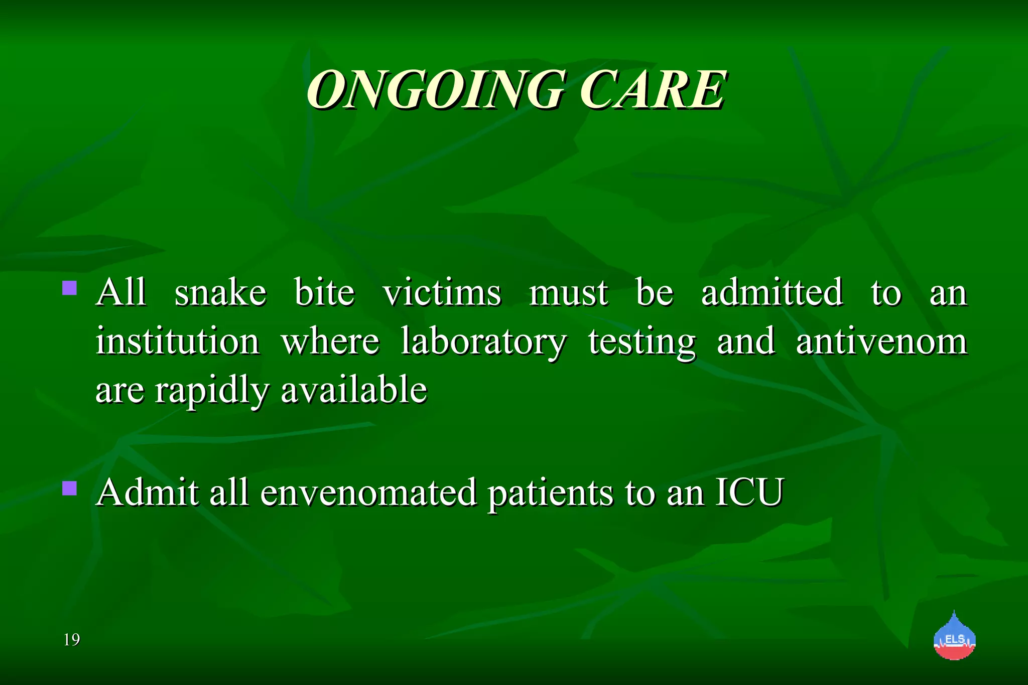 Envenomation of Snake Bites | PPT | First Aid | Injuries