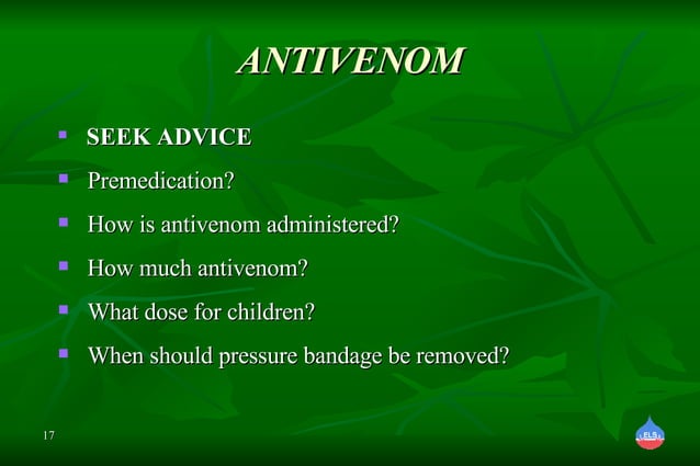 Envenomation of Snake Bites | PPT