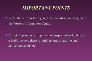 Envenomation of Snake Bites | PPT | First Aid | Injuries