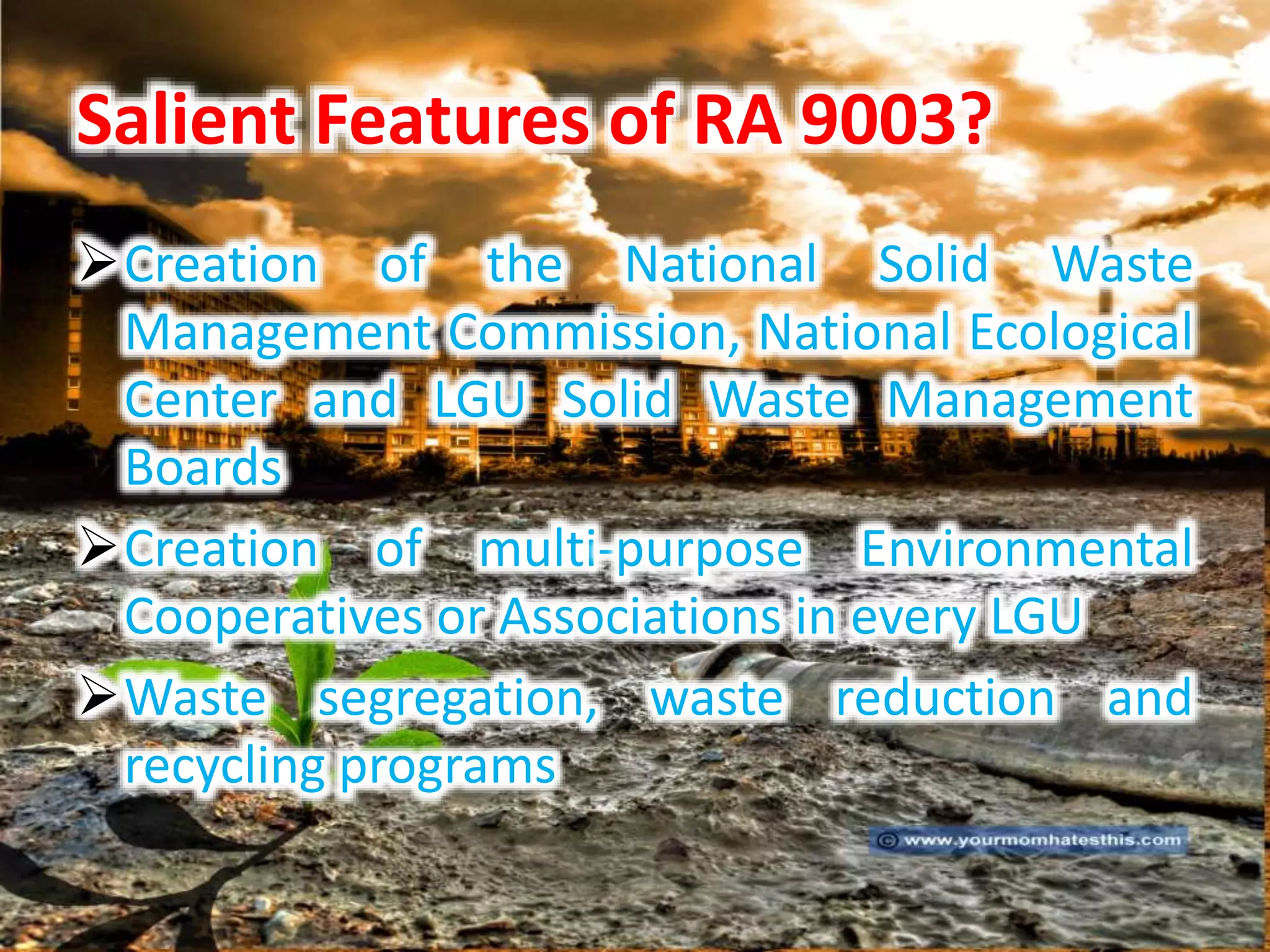 Ecological Solid Waste Management Act of 2000(RA 9003 ) | PPTX