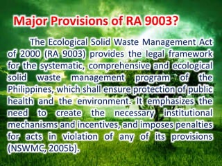 Ecological Solid Waste Management Act of 2000(RA 9003 ) | PPTX