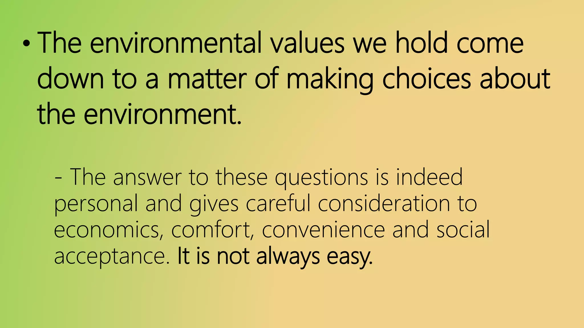Values Education and its Role in Preserving the Environment | PPTX