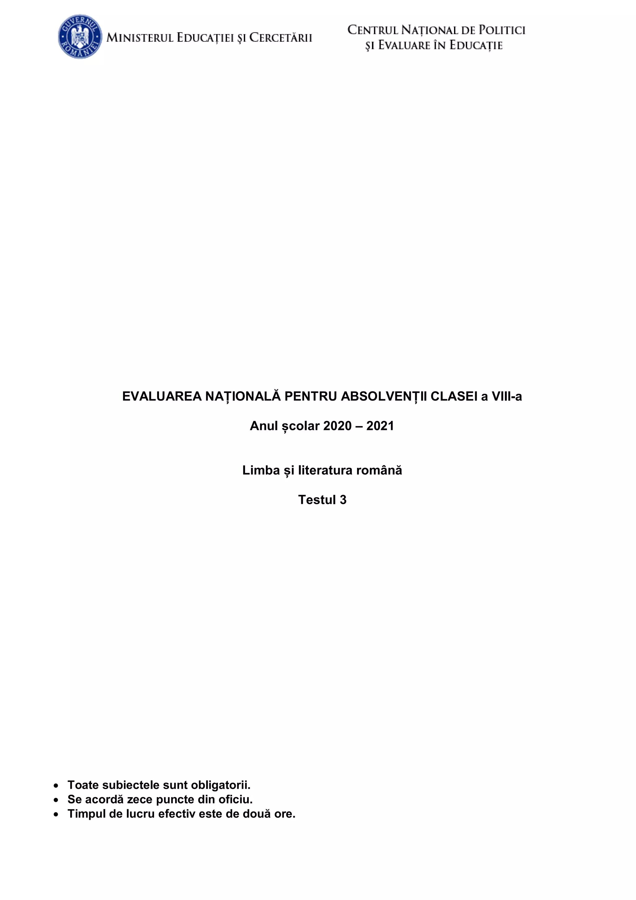En viii 2021_limba_si_literatura_romana_test_03 | PDF