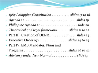 Overview of environmental laws implemented by EMB-DENR | PDF