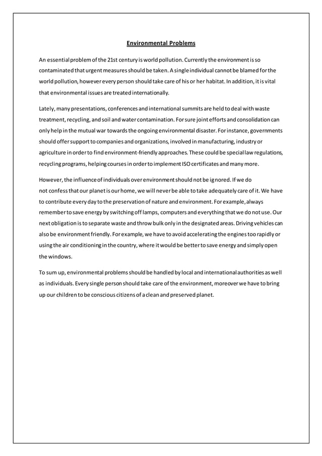 Environmental Problems | DOCX