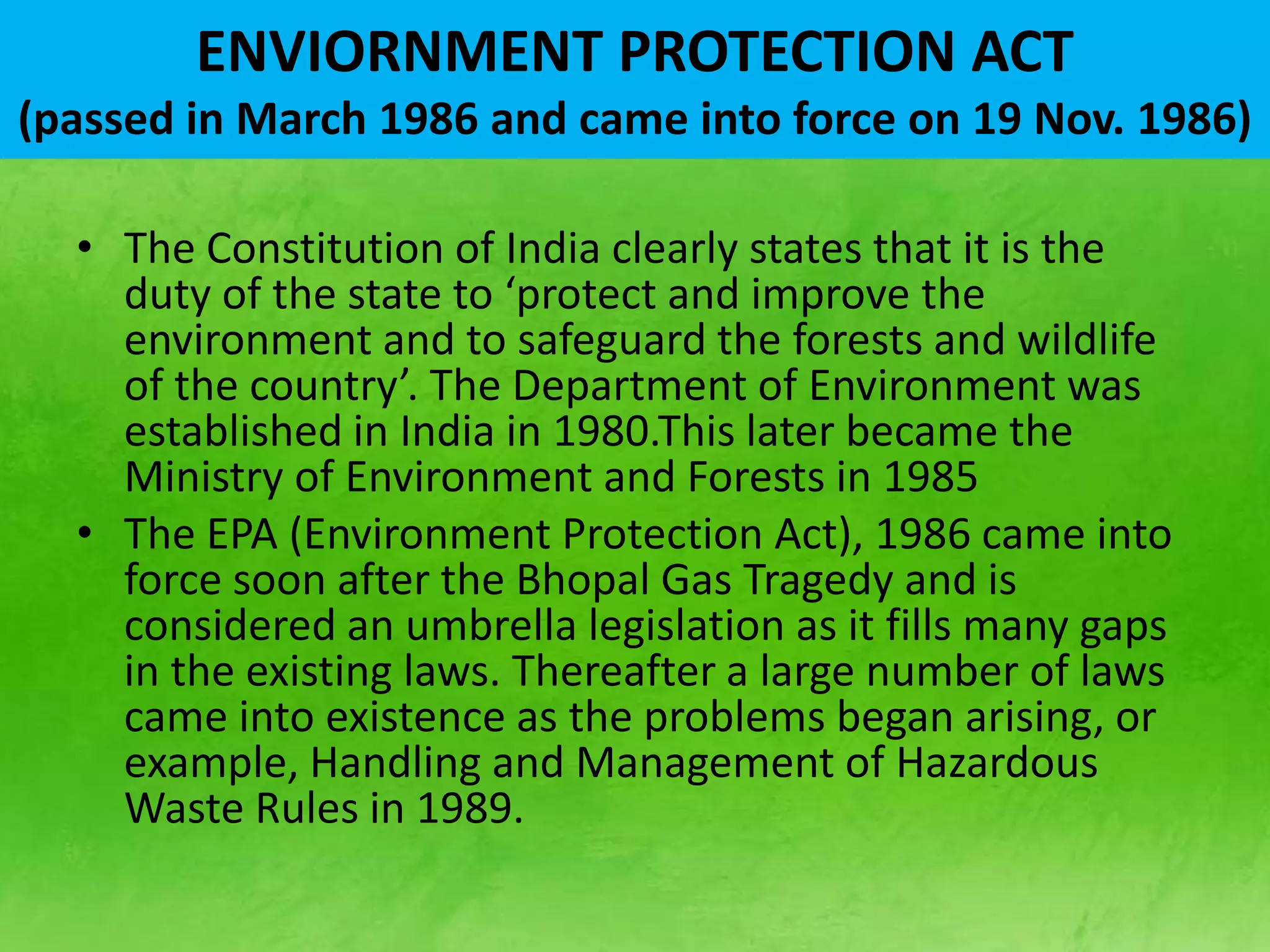 Enviornmental protection Act 1986 | PPTX