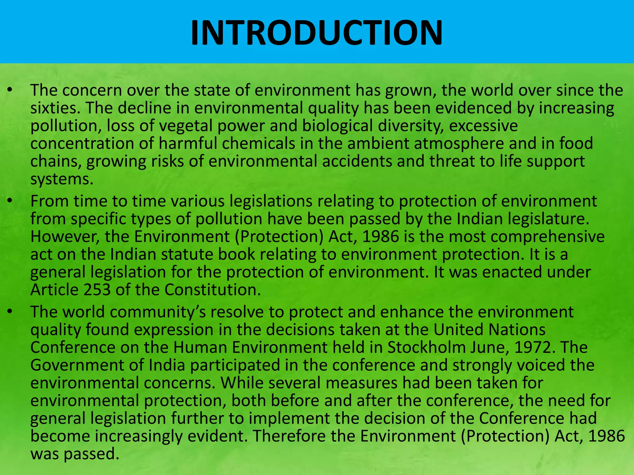 Enviornmental protection Act 1986 | PPTX